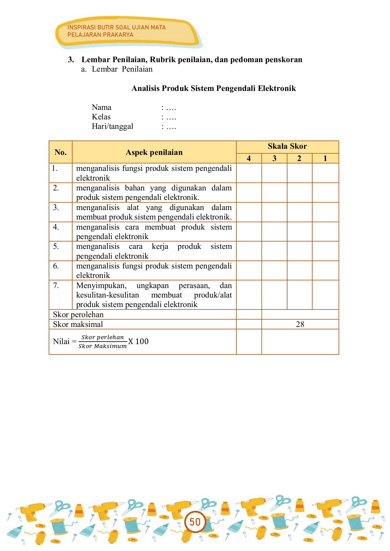 Dokumen Inspirasi Contoh Soal Ujian Prakarya - Sitti Inniyah - Halaman ...