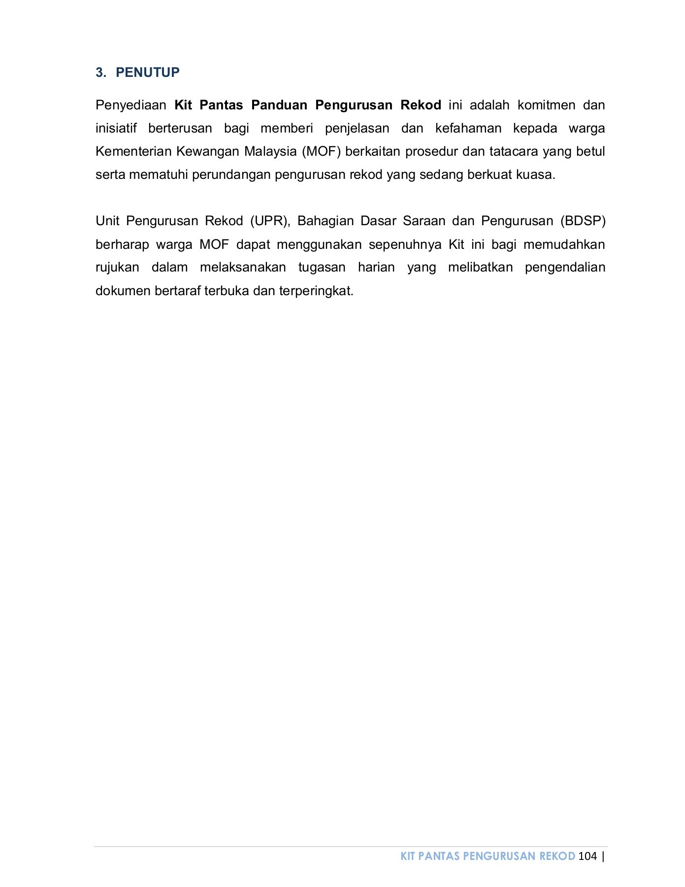 Kit Pantas Panduan Pengurusan Rekod MOF - zainihussain7505 - Muka Surat ...