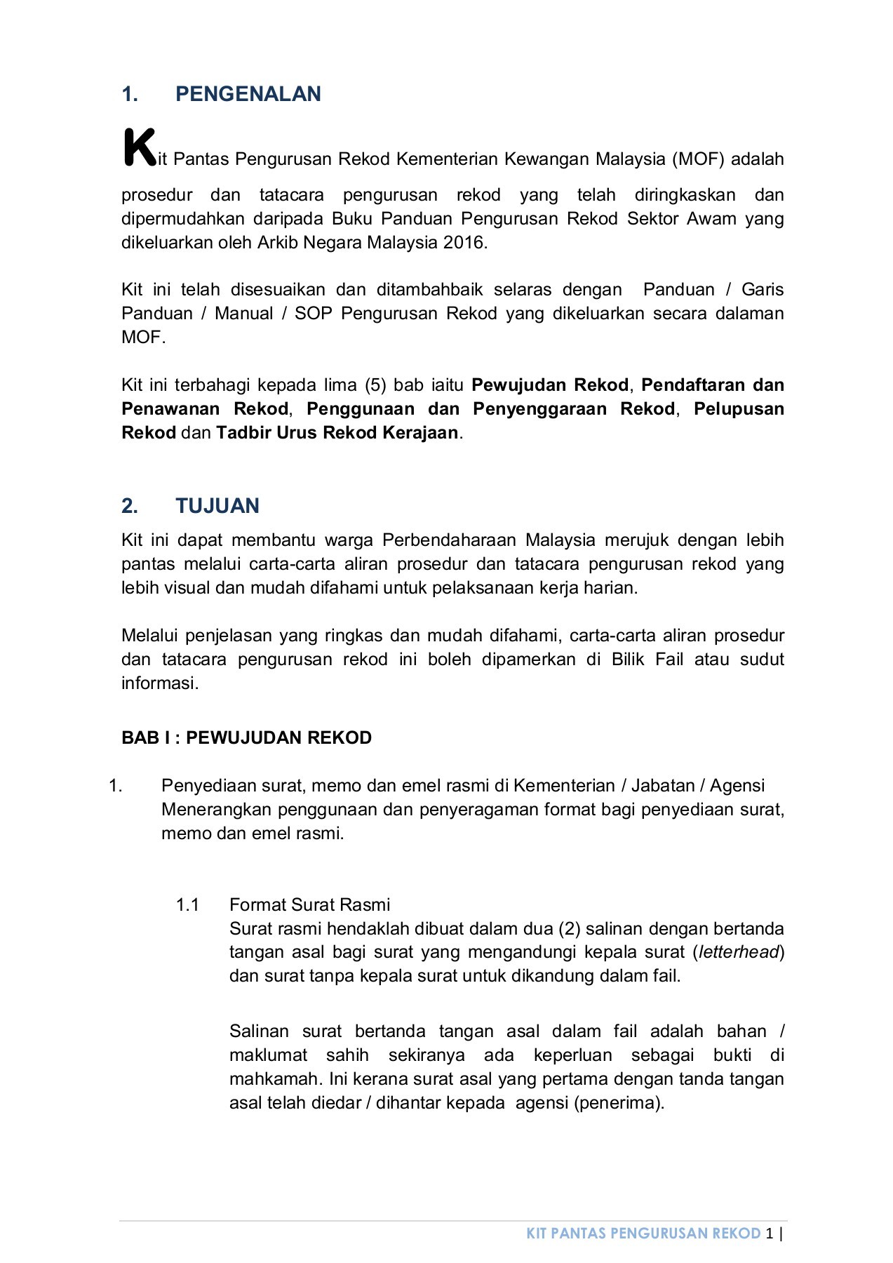 KIT PANTAS PENGURUSAN REKOD KEMENTERIAN KEWANGAN MALAYSIA ...