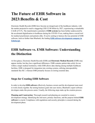 Unlock EHR Software Development in 2023_ Benefits, Features, and Cost