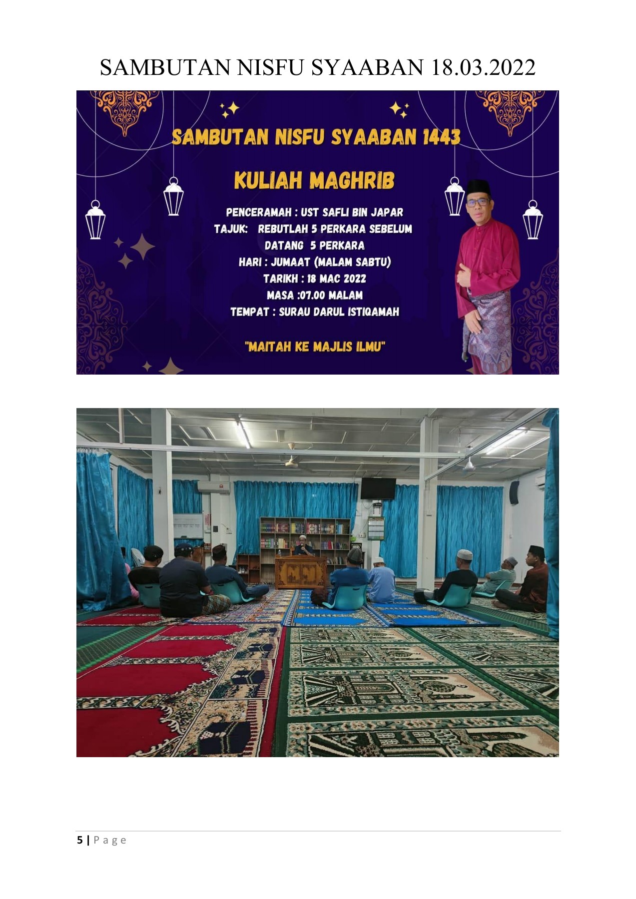 LAPORAN SURAU 2022 - Safli Japar - Muka Surat 5 | Membalik PDF Dalam ...