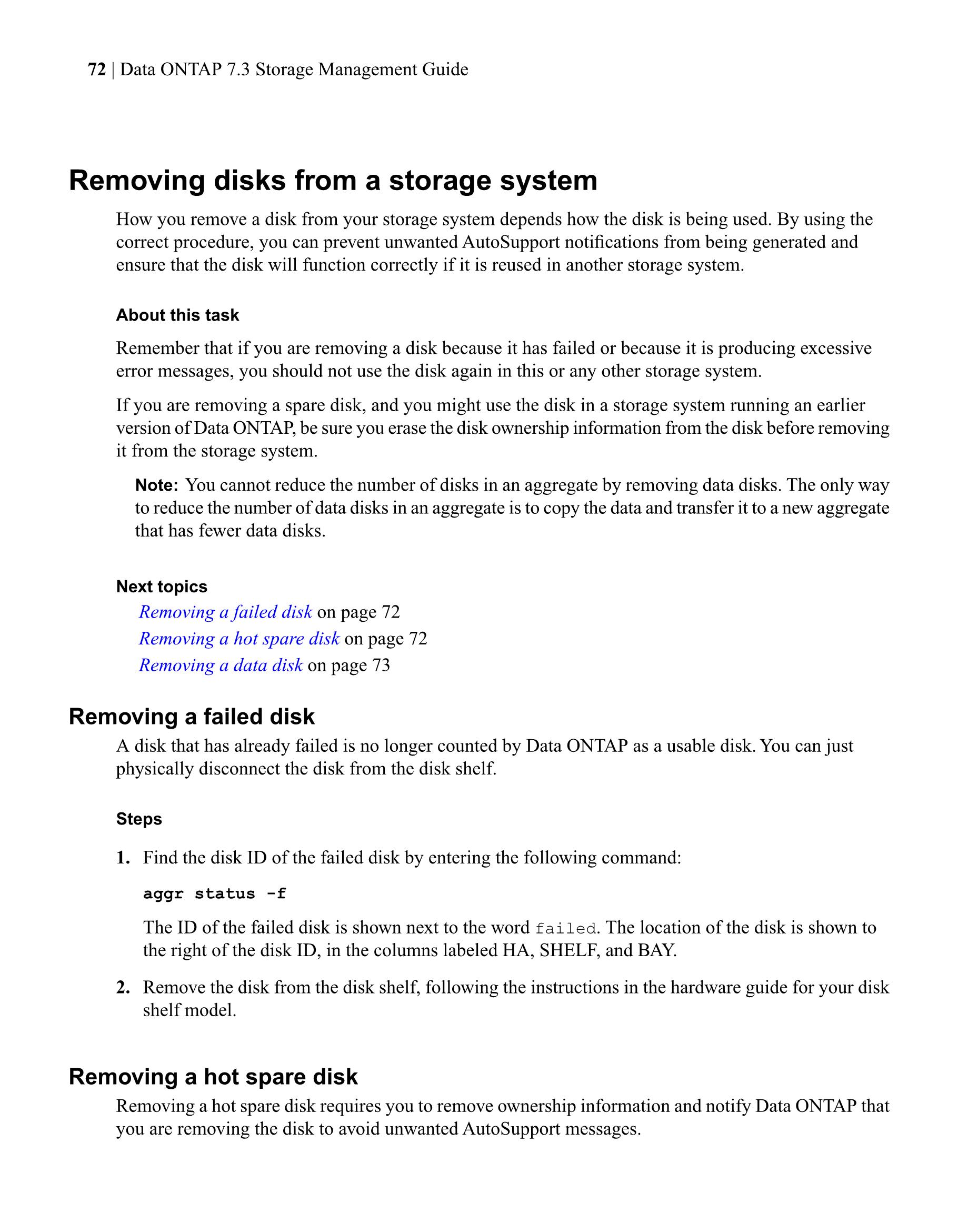 Data ONTAP 7.3 Storage Management Guide - pingliang2000 - Page 72 ...