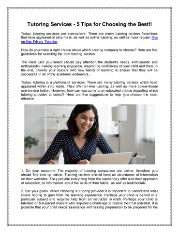 Tutoring Services - 5 Tips for Choosing the Best!!