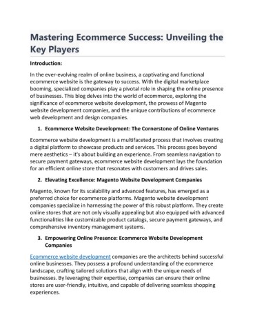 Mastering Ecommerce Success