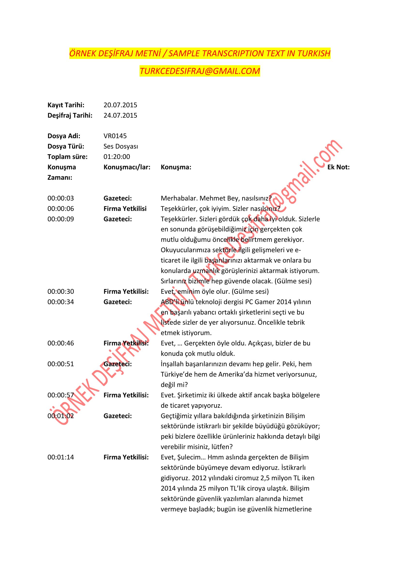 ÖRNEK DEŞİFRAJ METNİ / SAMPLE TRANSCRIPTION TEXT IN TURKISH PDF - turkishtranscription - Sayfa 1 ...