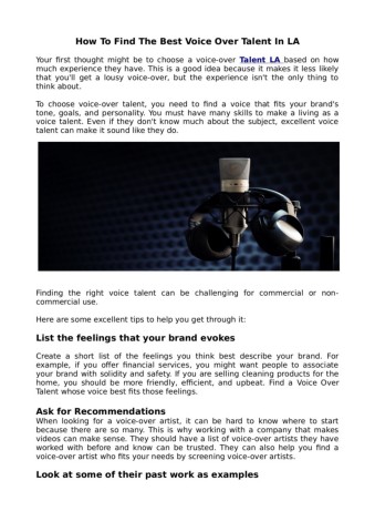 How To Find The Best Voice Over Talent In LA - DPN Talent - Page 1 - 2 ...