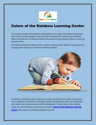 Get Admission in Colors Of The Rainbow Learning Center