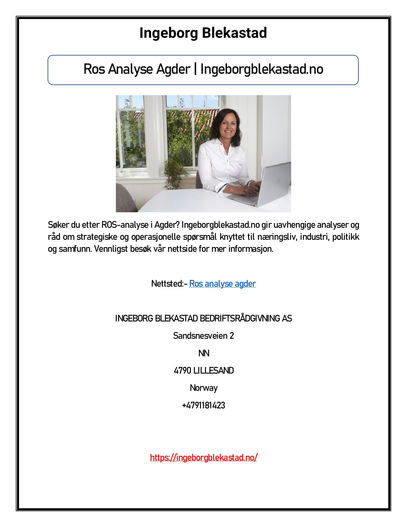 Ros Analyse Agder | Ingeborgblekastad.no - ingeborg blekastad - Page 1 ...