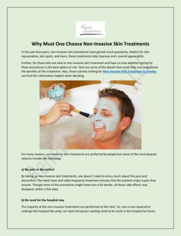 Choose Non-Invasive Skin Treatments & Get Many Benefits