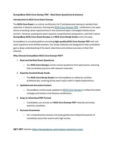 DumpsBoss NCS-Core Dumps PDF – The Ultimate Exam Guide