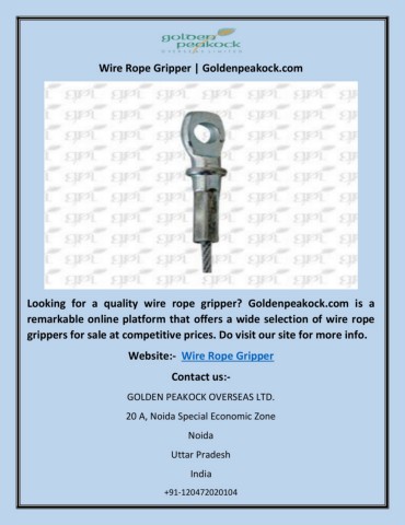 Wire Rope Gripper | Goldenpeakock.com