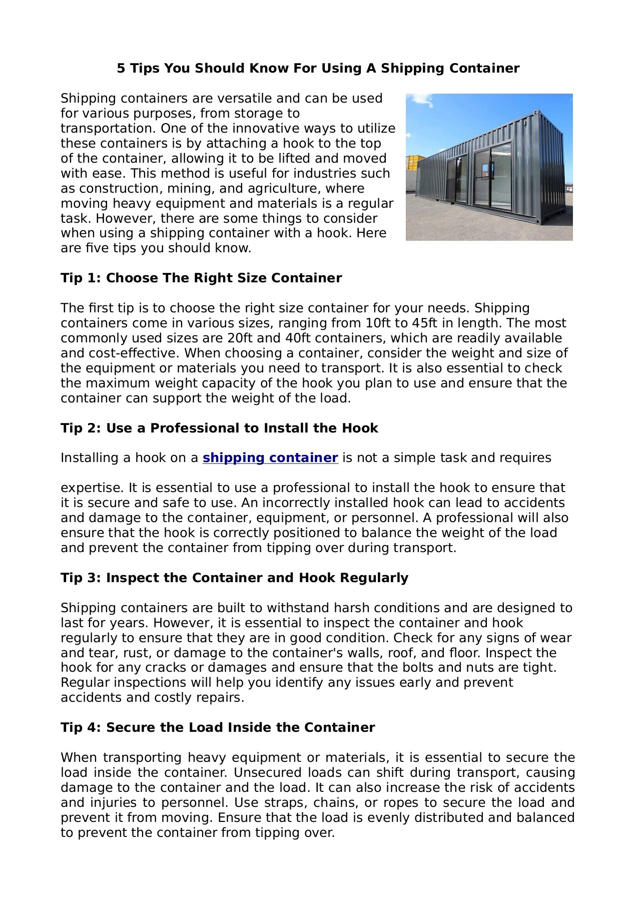5 Tips You Should Know For Using A Shipping Container - Shipping ...