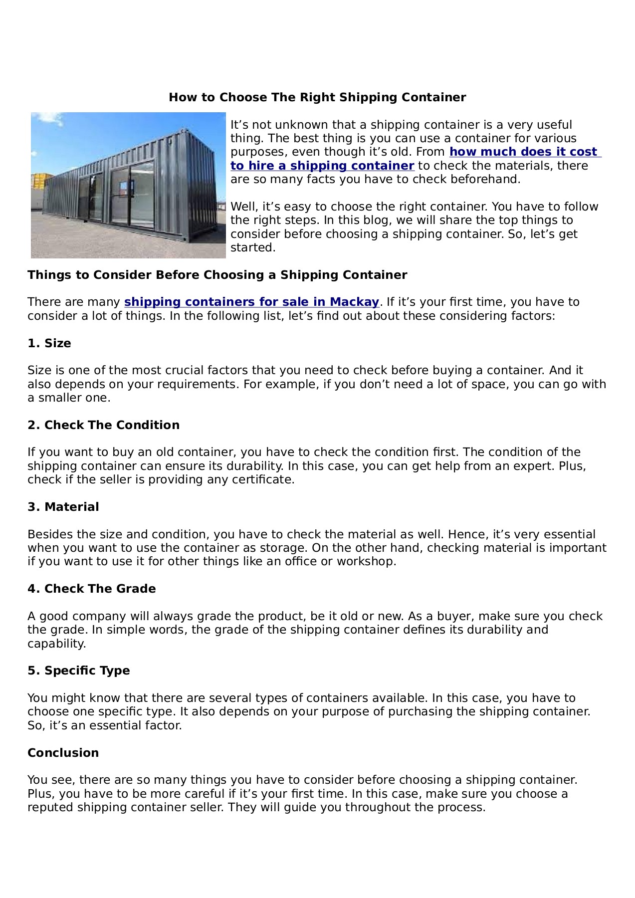 How to Choose The Right Shipping Container - Shipping Containers Mackay ...