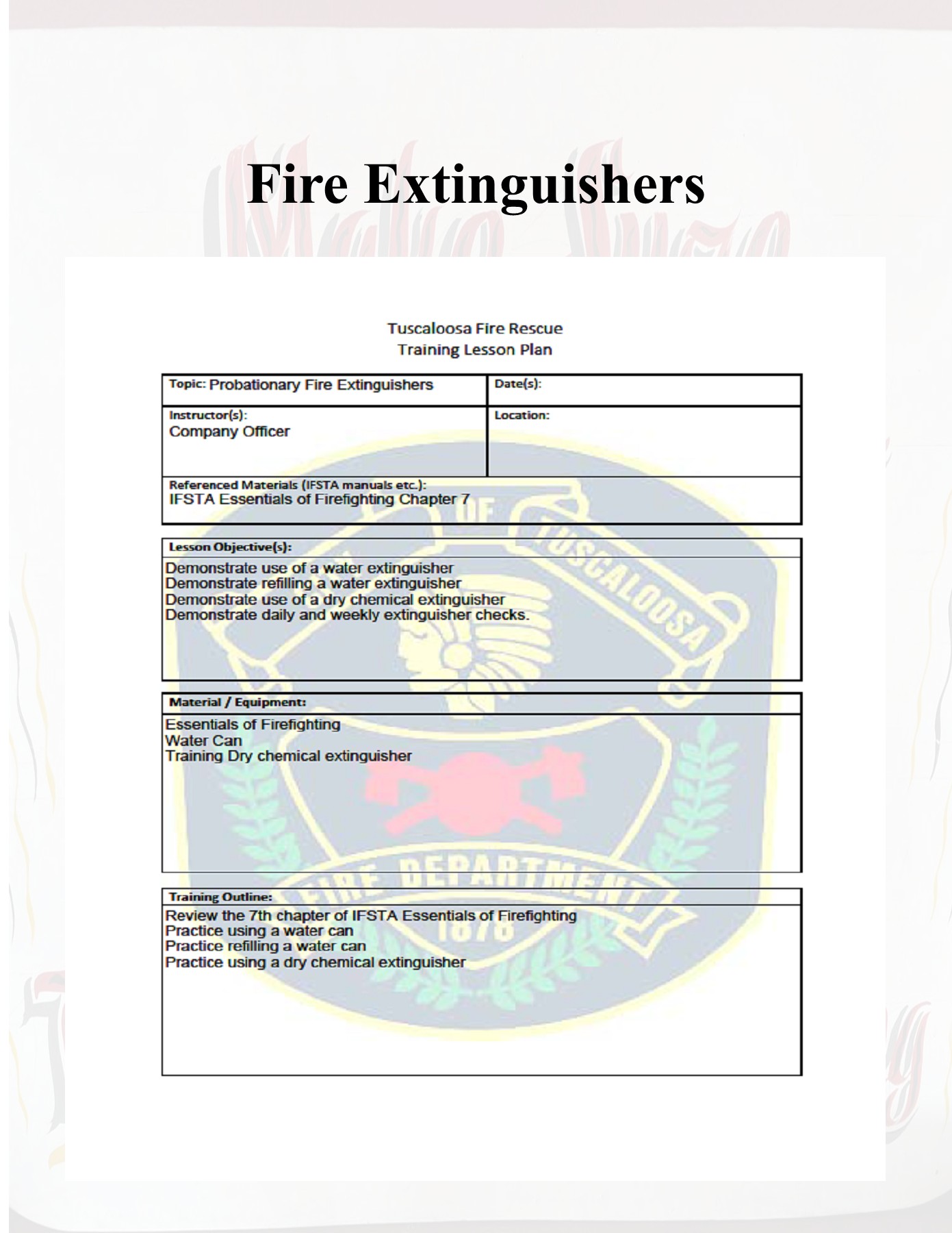 Probationary Firefighter Task Book- Officers Guide - tnewman - Page 18 ...