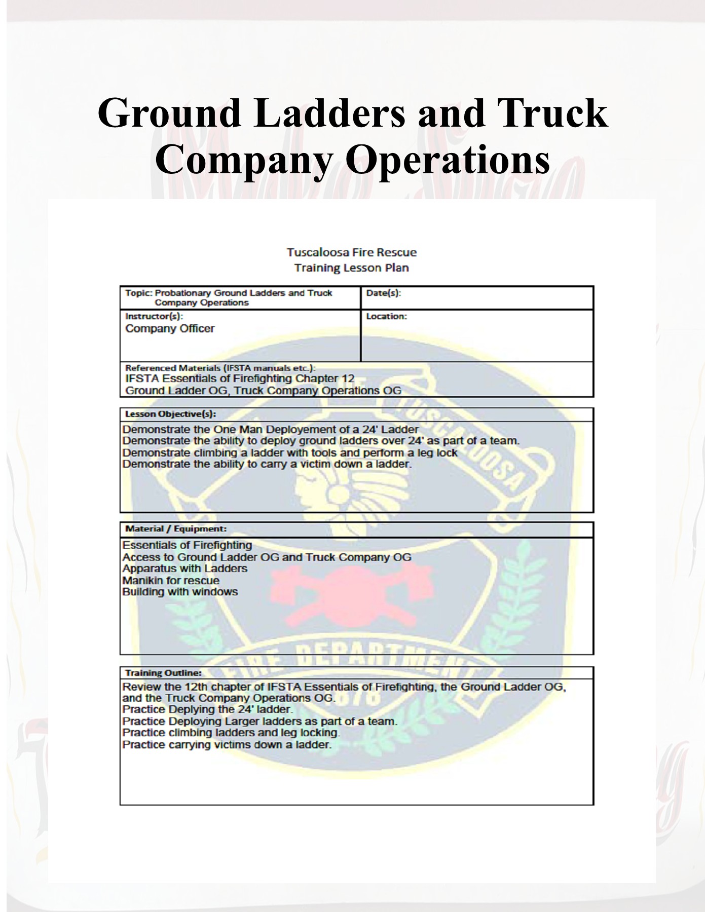 Probationary Firefighter Task Book- Officers Guide - tnewman - Page 24 ...