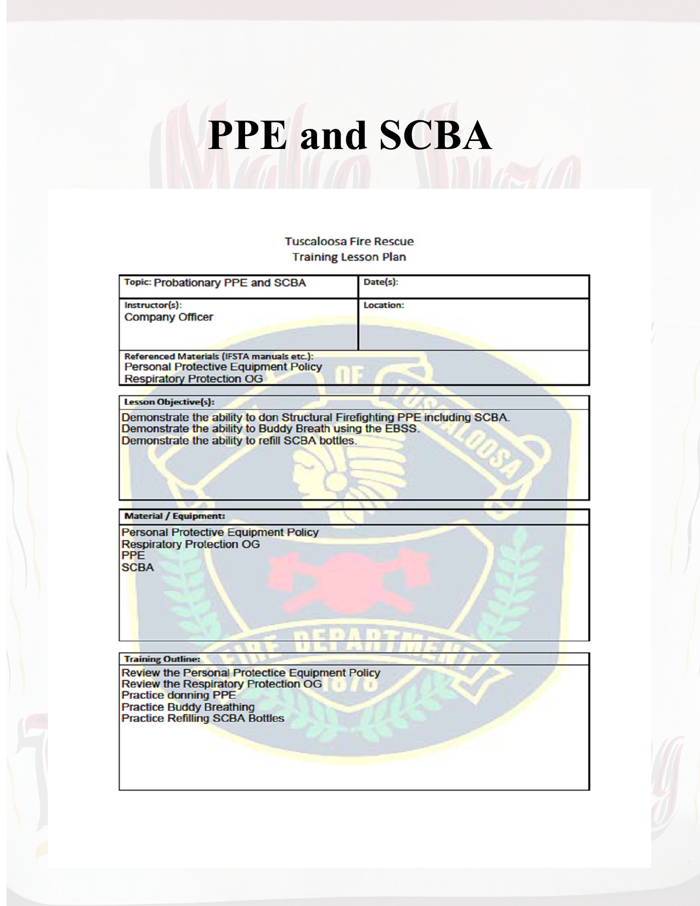 Probationary Firefighter Task Book- Officers Guide - tnewman - Page 34 ...