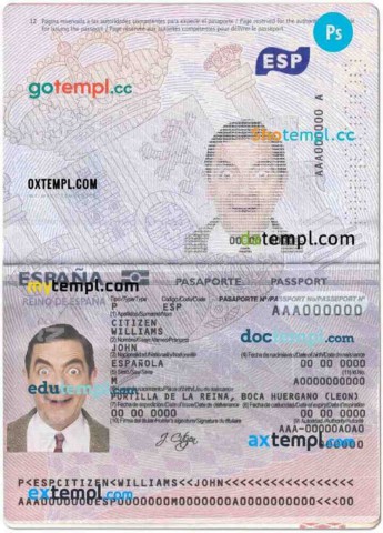 Spain passport template in PSD format, fully editable (2015 – present ...