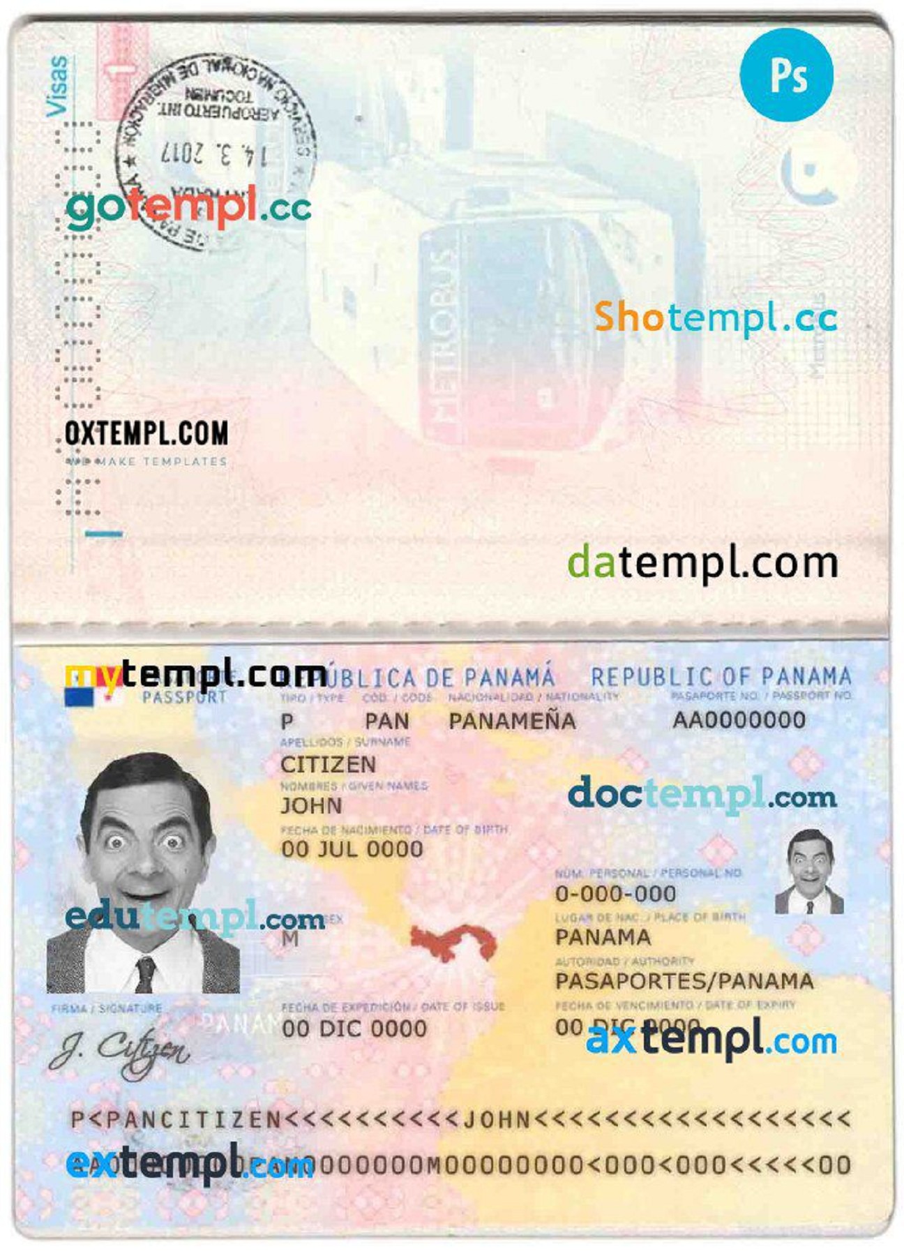 Panama passport template in PSD format - Doctempl.com - Page 1 | Flip ...