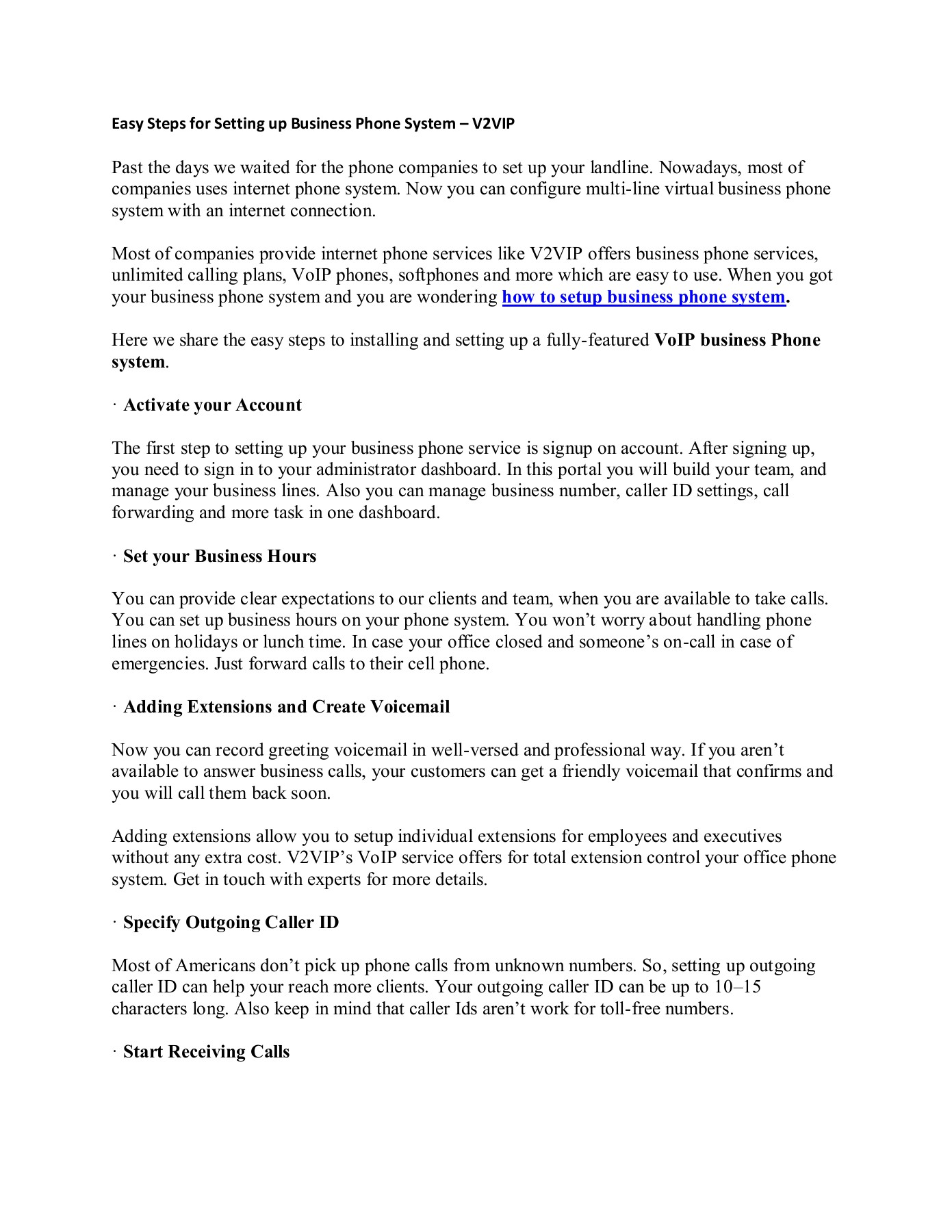 How to Setup Business Phone System? - V2vip - Page 1 - 2 | Flip PDF ...