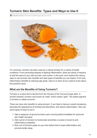 Turmeric Skin Benefits Types and Ways to Use It