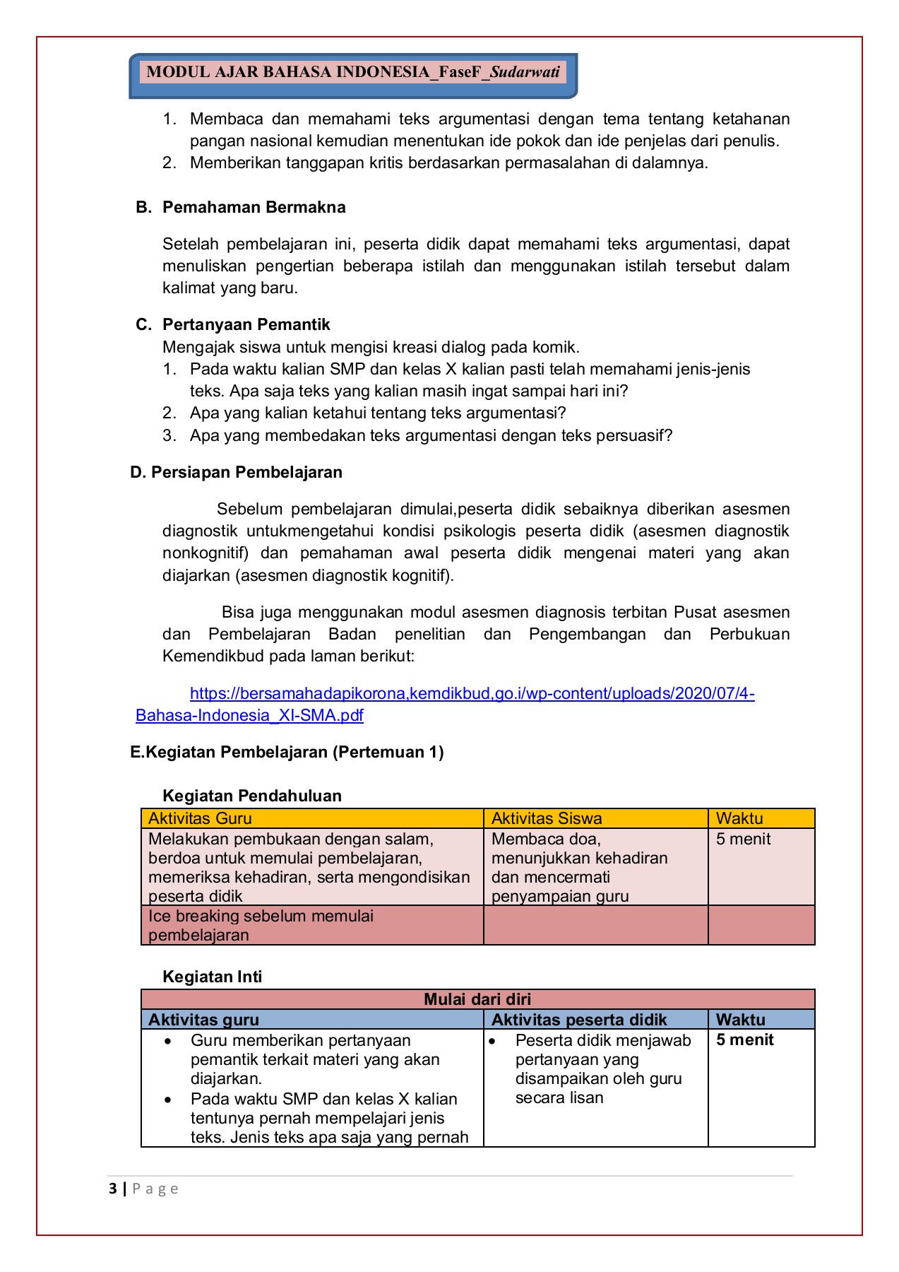 1_MODUL AJAR BINDXI_Sudar - Sudarwati Sudarwati - Kaca 3 | PDF Online | PubHTML5