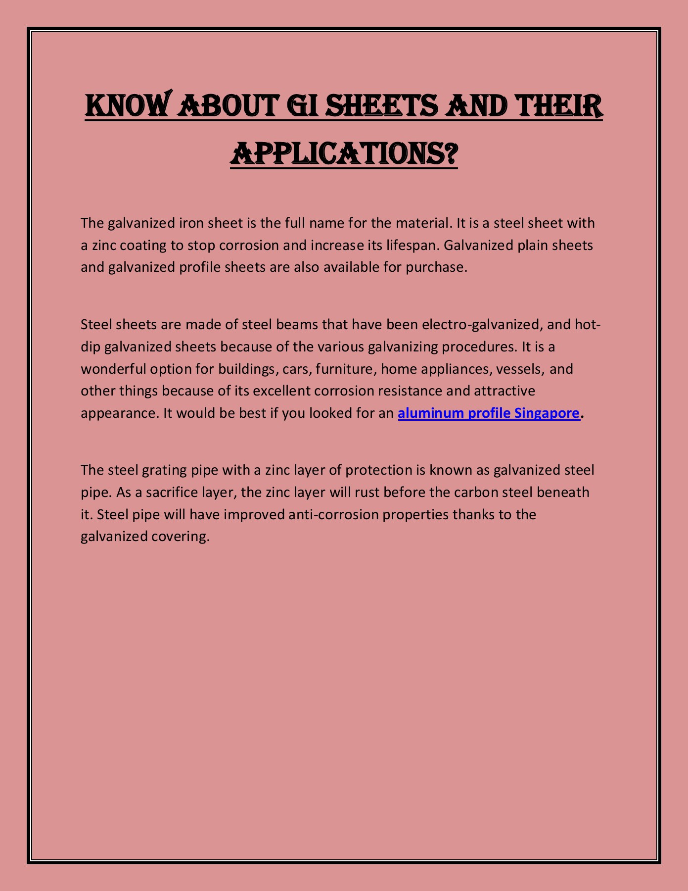 Know about GI Sheets and their applications - Kian huatmetal - Page 1 ...