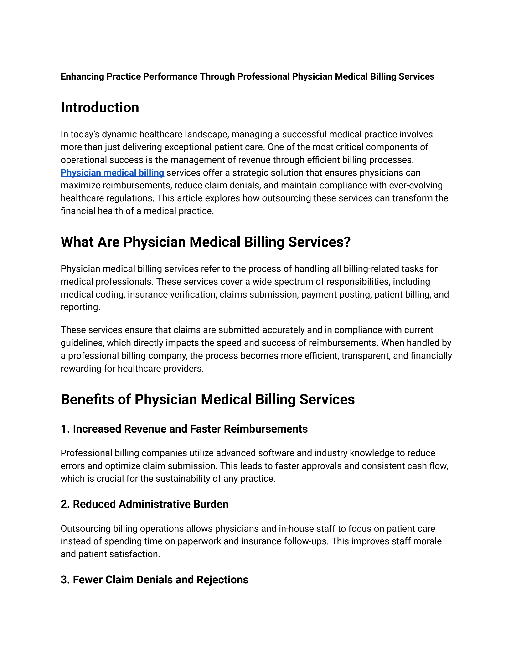 Enhancing Practice Performance Through Professional Physician Medical ...