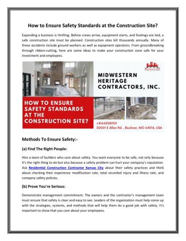 How to Ensure Safety Standards at the Construction Site?