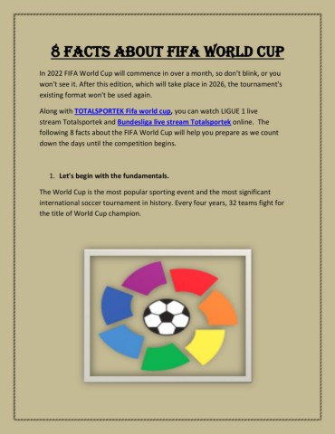 8 Facts about FIFA World Cup
