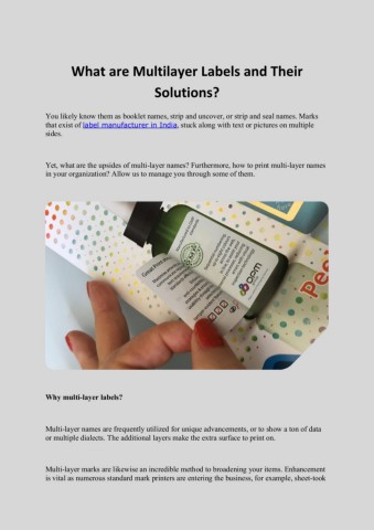 Multilayer Labels in India - Radhika Awasthi - Page 1 - 3 | Flip PDF ...