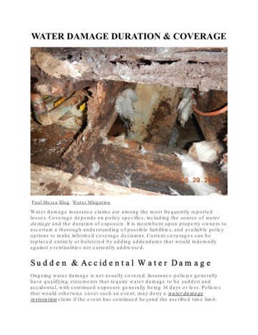 WATER DAMAGE DURATION & COVERAGE
