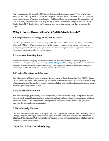 AZ-104 Study Guide Questions to Enhance Your Learning DumpsBoss