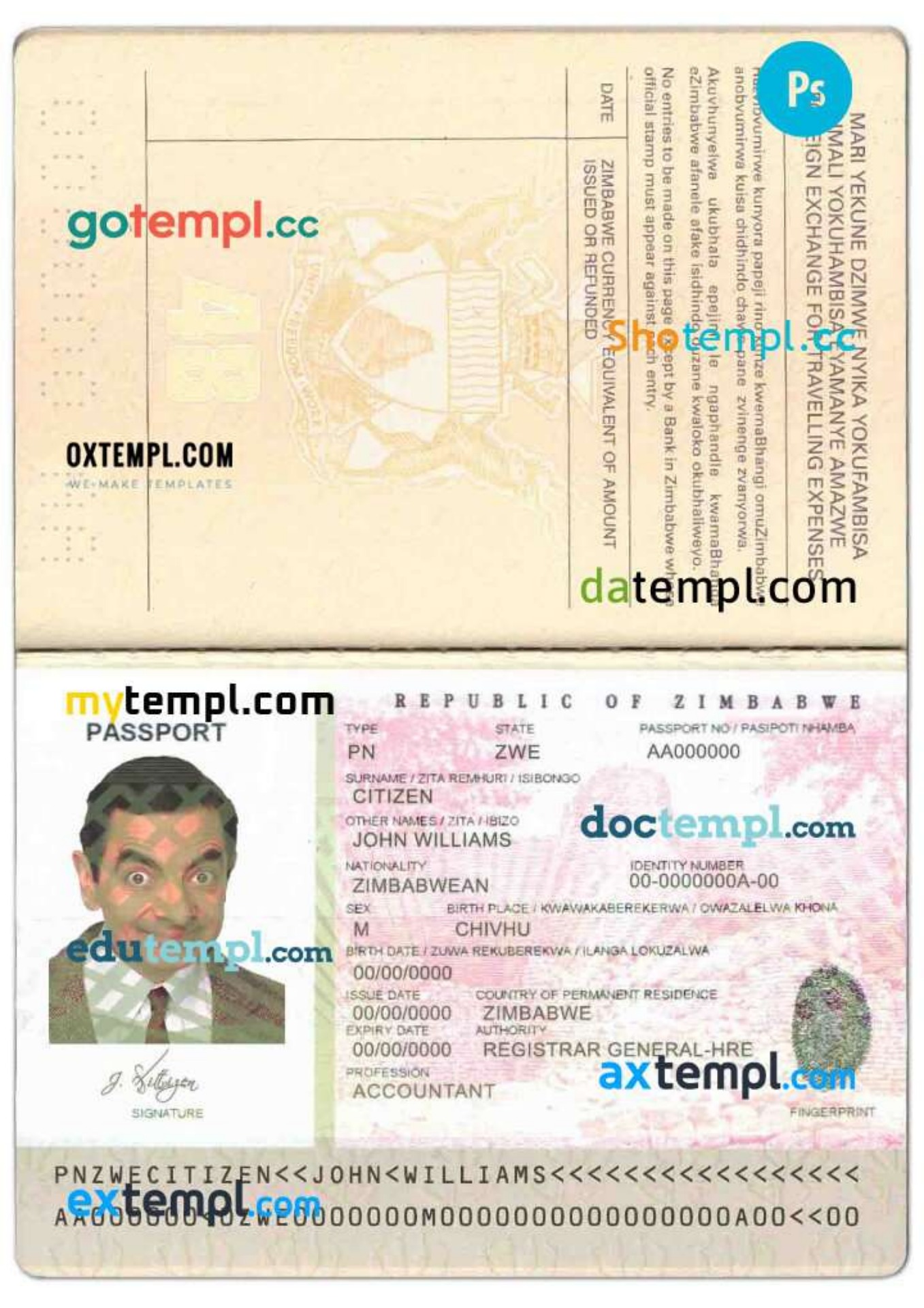 Zimbabwe passport psd template - gopassport - Page 1 - 1 | Flip PDF ...