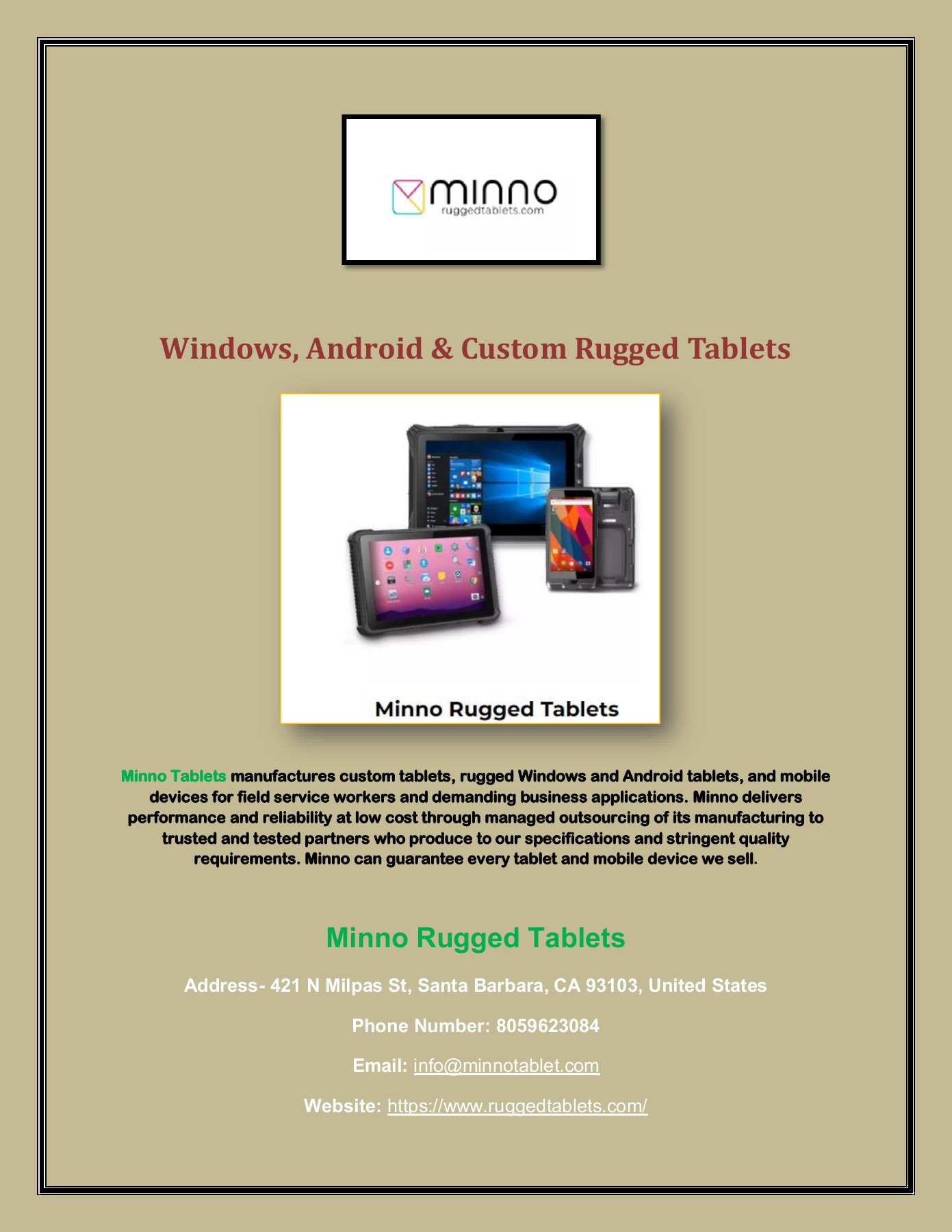 Minno Rugget Tablets | Windows Android Custom Rugged Tablets - info ...
