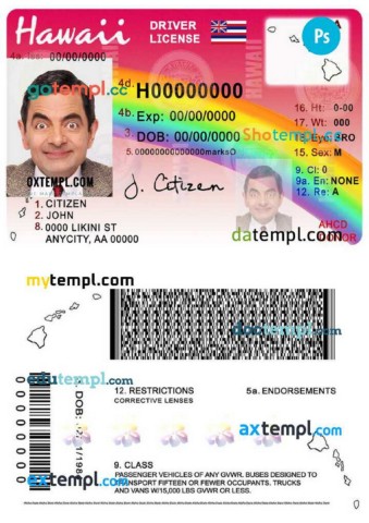 Hawaii driving license template in PSD format - gotemplcc - Page 1 - 1 ...
