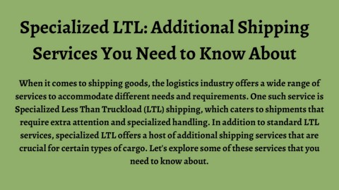 Specialized LTL Additional Shipping Services You Need to Know About