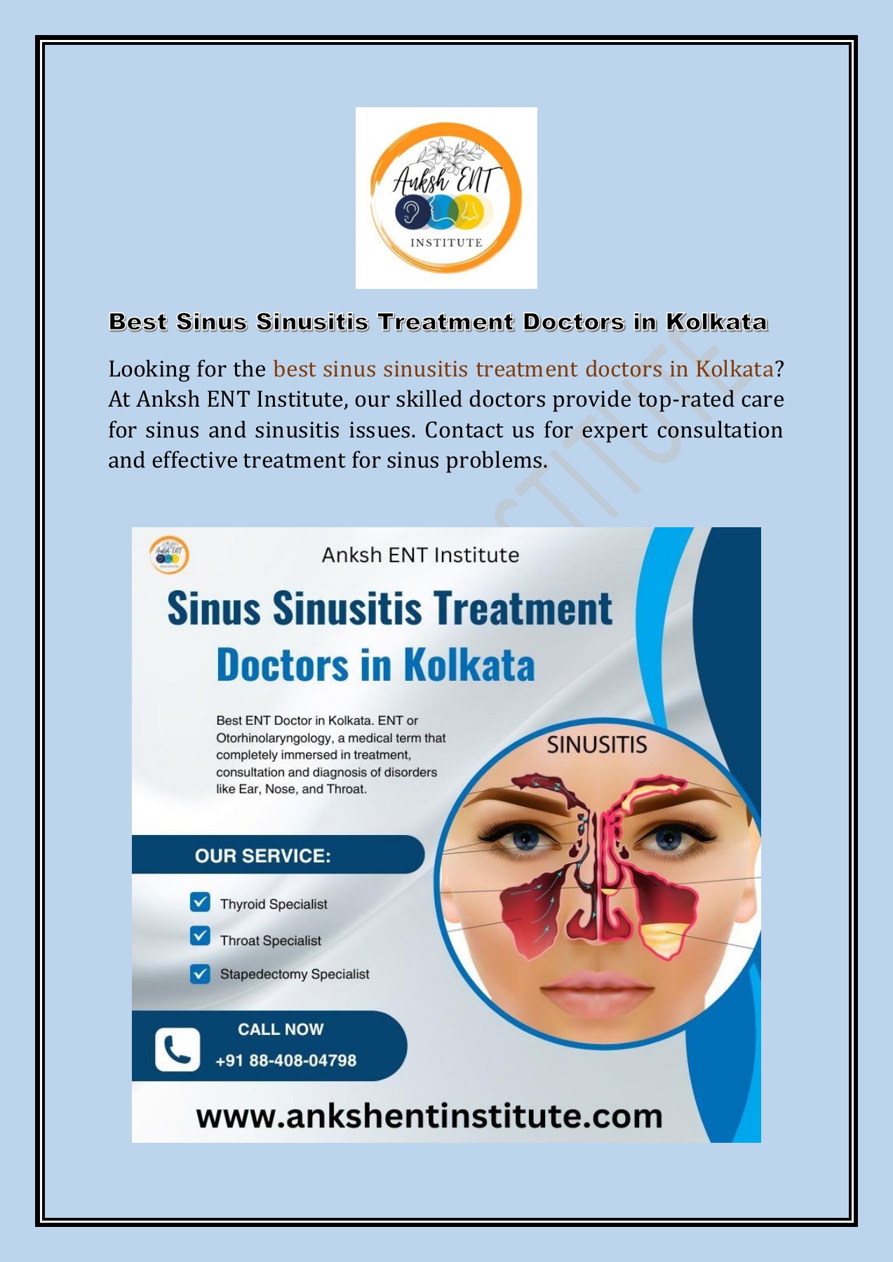 Best Sinus Sinusitis Treatment Doctors in Kolkata - ANKSH ENT INSTITUTE - Page 1 - 2 | Flip PDF ...