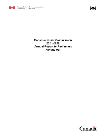 Canadian Grain Commission 2021-2022 Annual Report to Parliament Privacy Act