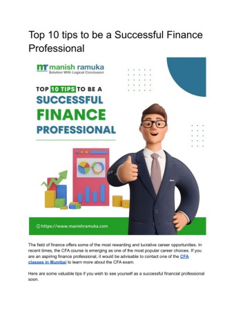 Top 10 tips to be a Successful Finance Professional