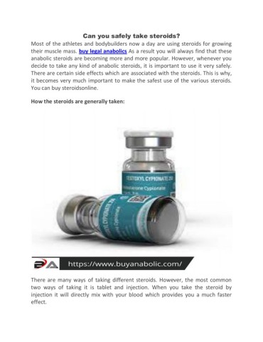 Can you safely take steroids
