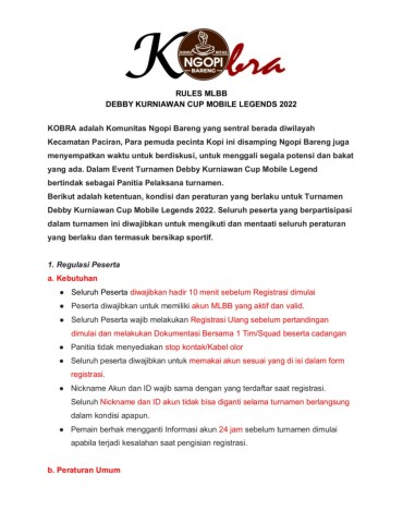 RULES MLBB DEBBY KURNIAWAN CUP 2022