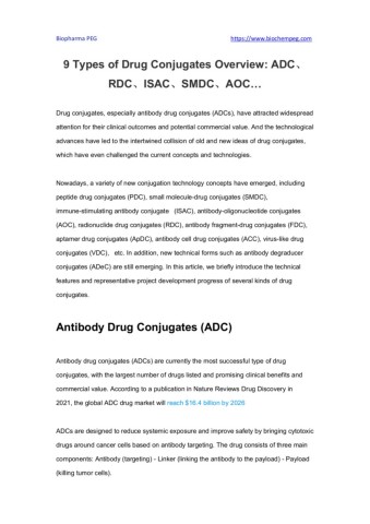 9 Types of Drug Conjugates Overview ADC、RDC、ISAC、SMDC、AOC - Sonia Lee ...