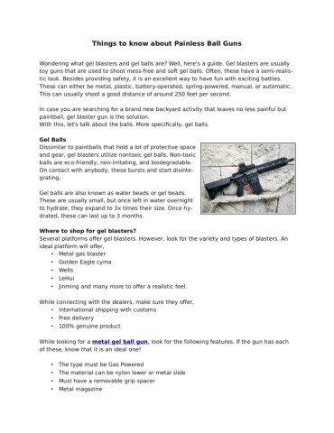 Things to know about Painless Ball Guns