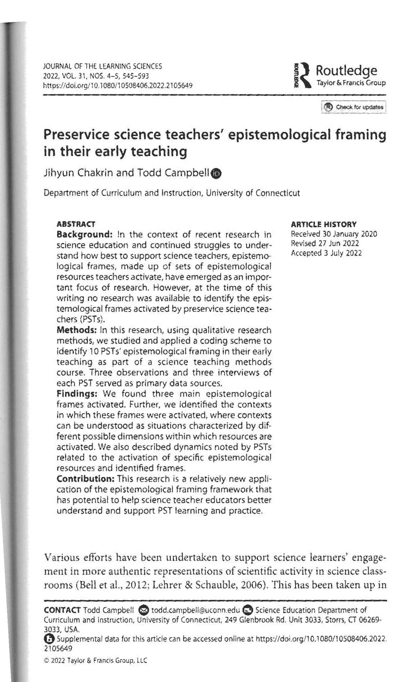 The Journal of the Learning Science - Perpustakaan Universitas Sanata ...