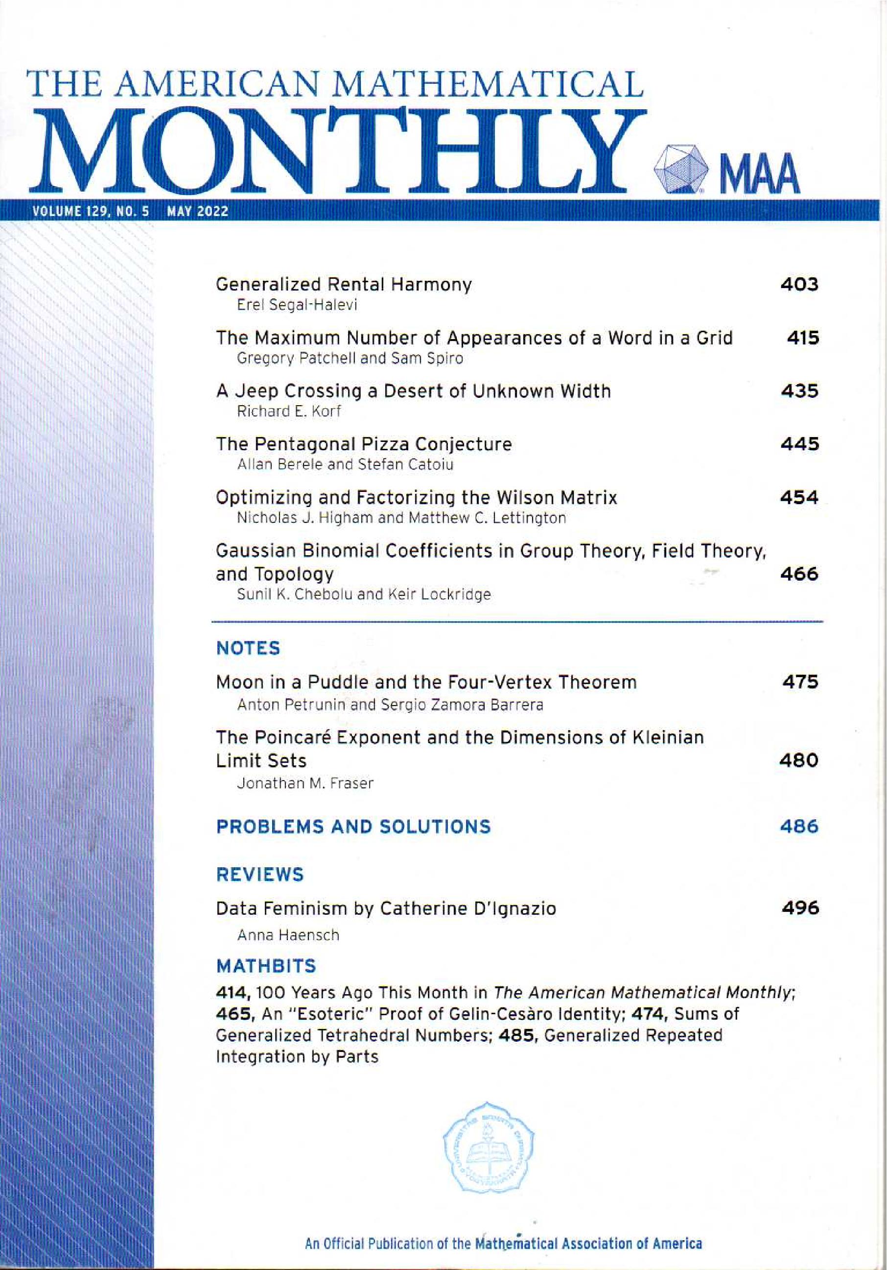 The American Mathematical Monthly - Perpustakaan Universitas Sanata Dharma - Page 1 - 105 | Flip ...