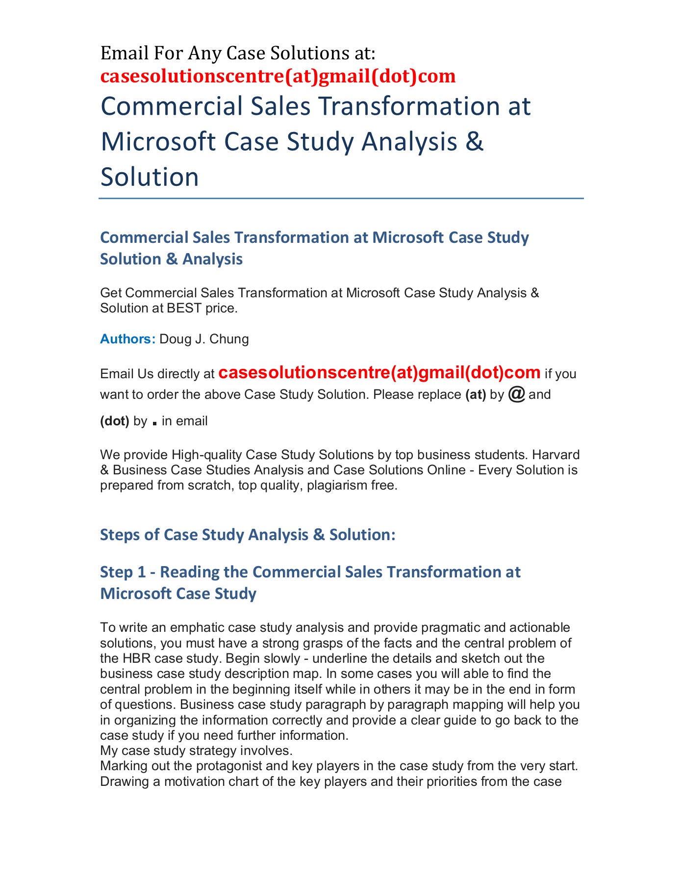 Commercial Sales Transformation at Microsoft Harvard Case Study Solution & Analysis - HBS Case ...