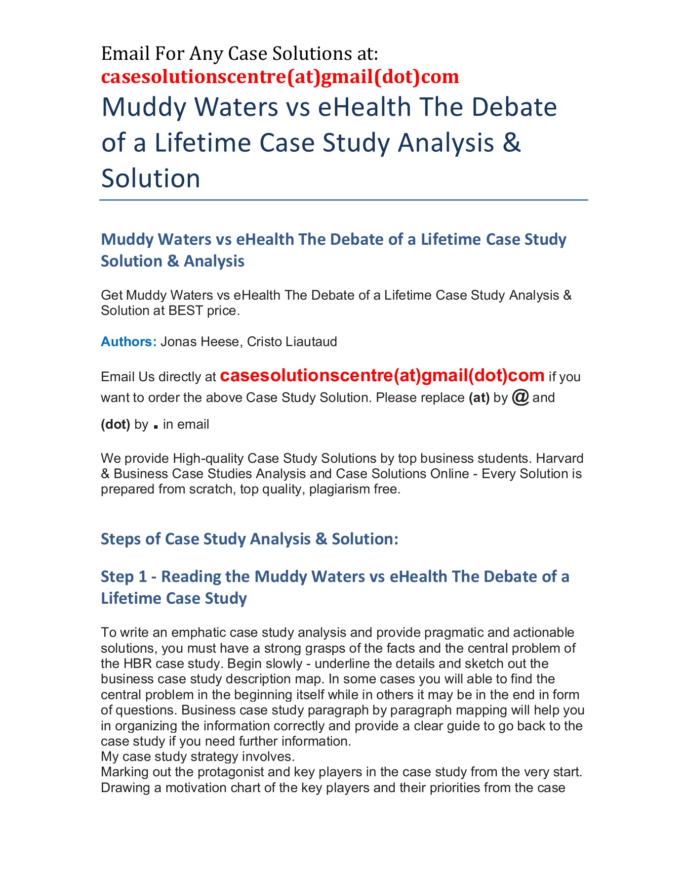 Muddy Waters vs eHealth The Debate of a Lifetime Harvard Case Study ...