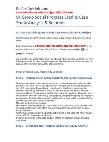 SK Group Social Progress Credits Harvard Case Study Solution & Analysis ...