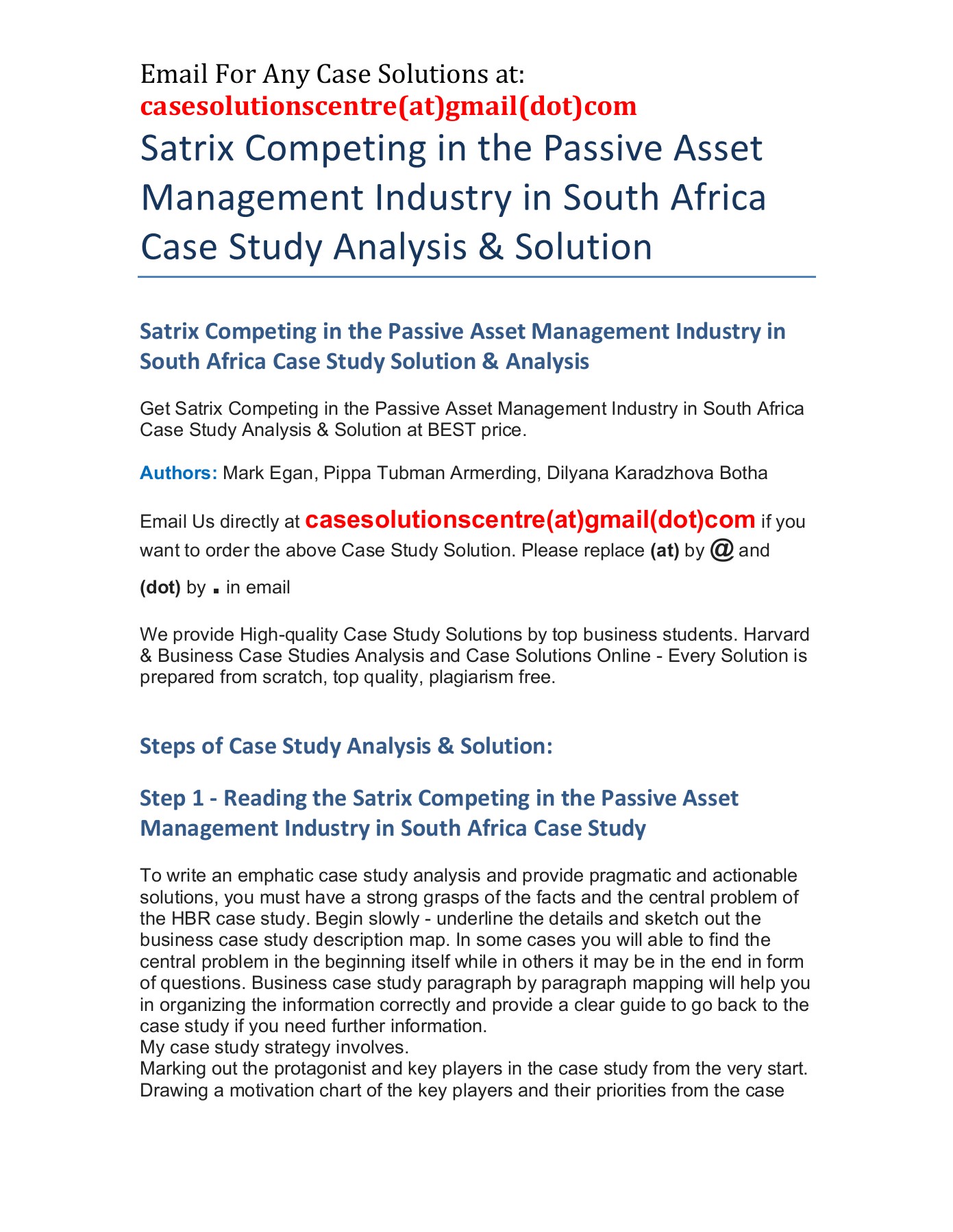Satrix Competing in the Passive Asset Management Industry in South ...