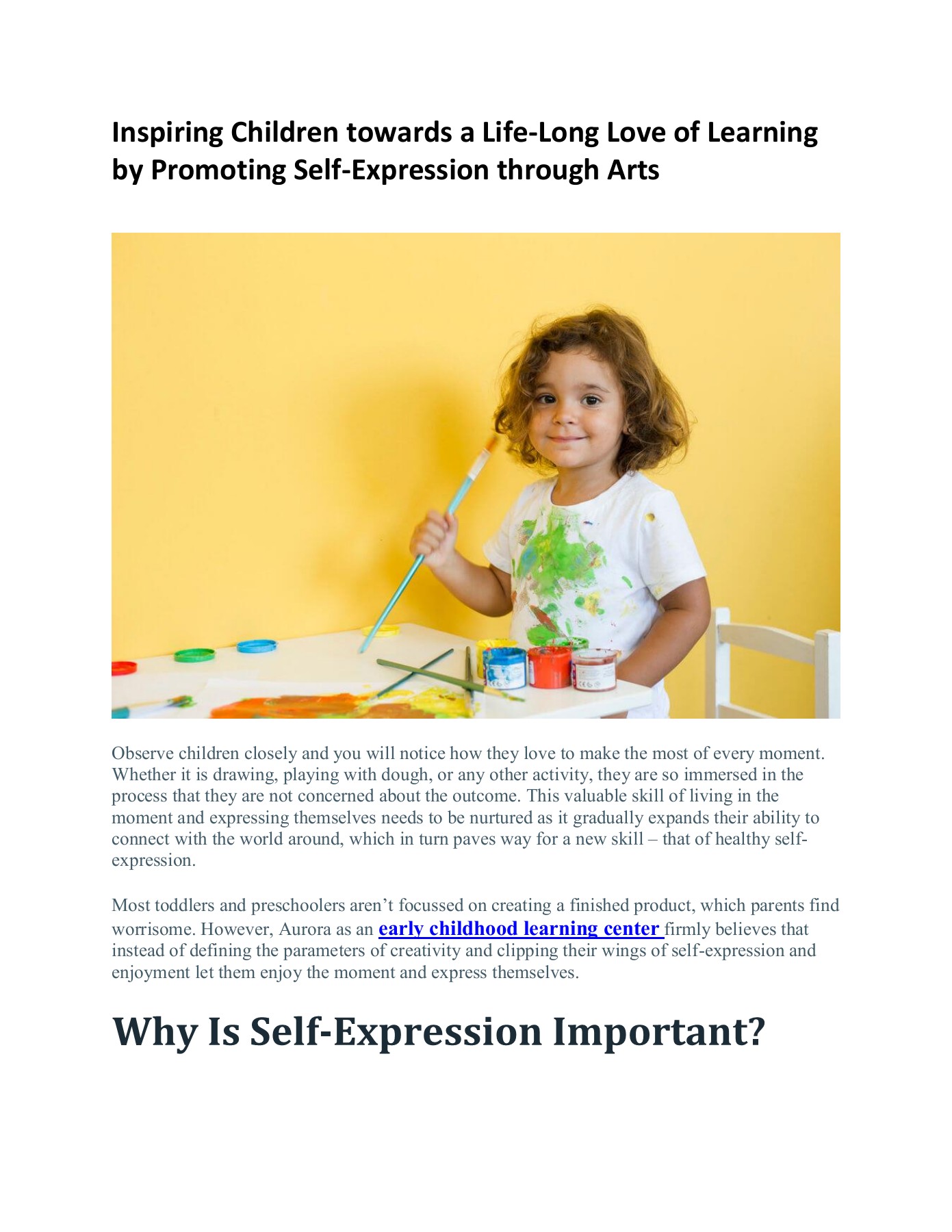 Inspiring Children towards a Life-Long Love of Learning by Promoting ...